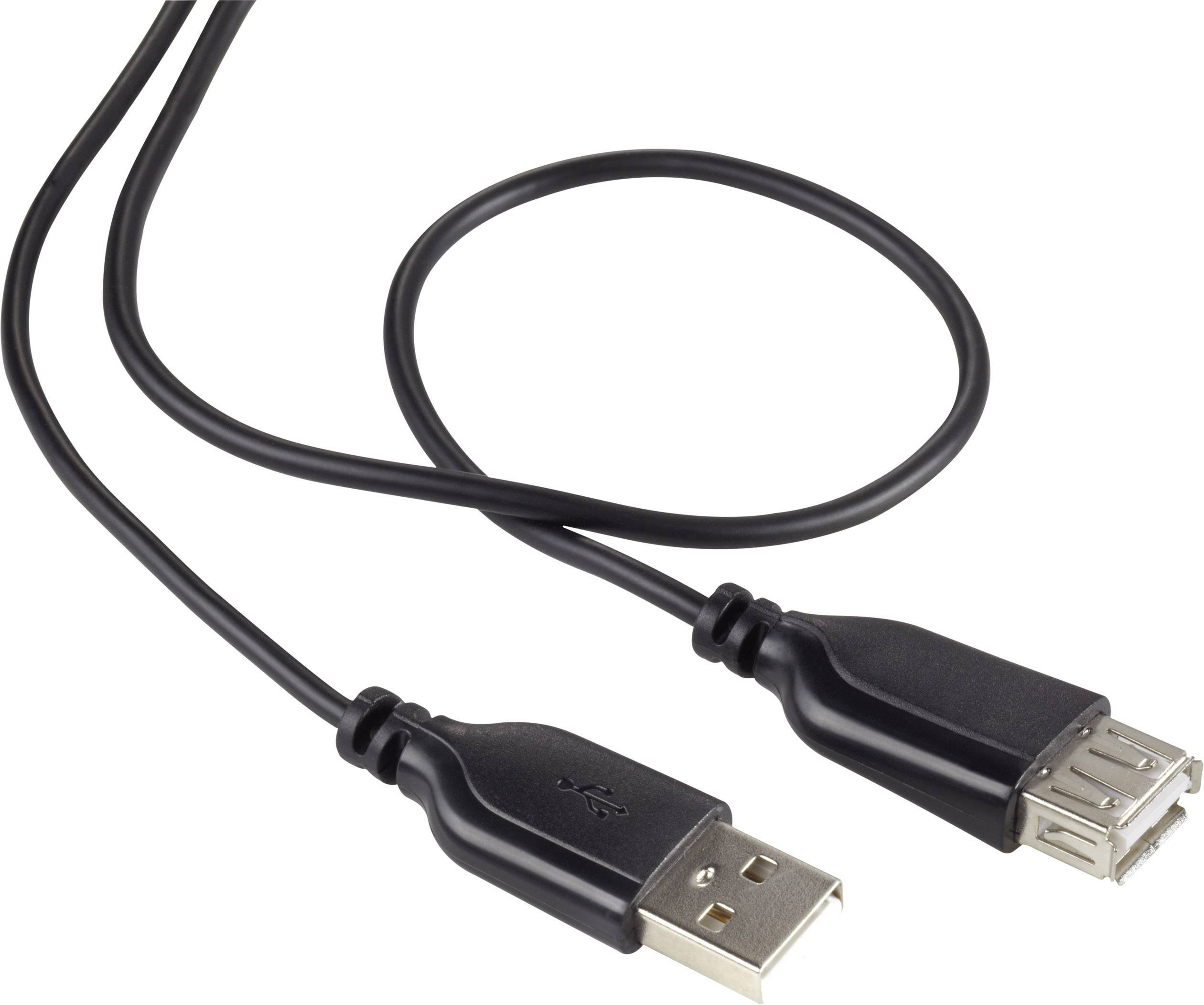 Renkforce USB-kabel USB 2.0 USB-A stekker, USB-A bus 1.00 m Zwart ...