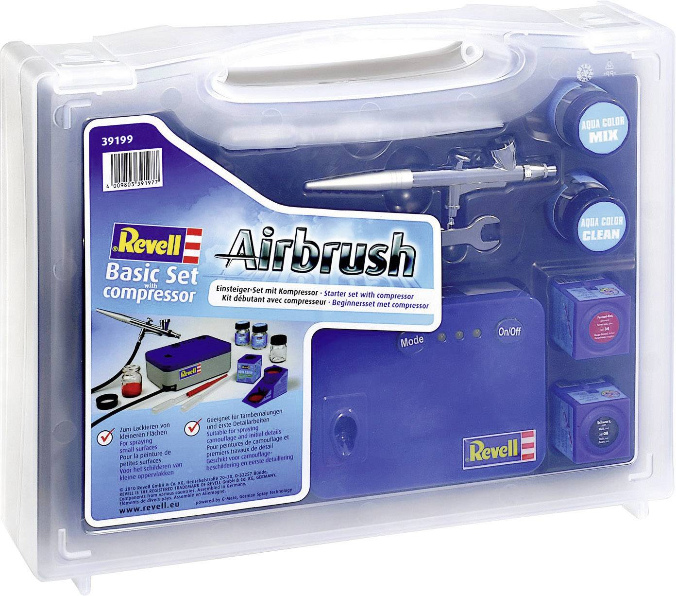 Revell Basic 39199 Airbrushset voor beginners Met compressor Single ... Revell Basic 39199 Airbrushset voor beginners Met compressor Single ...