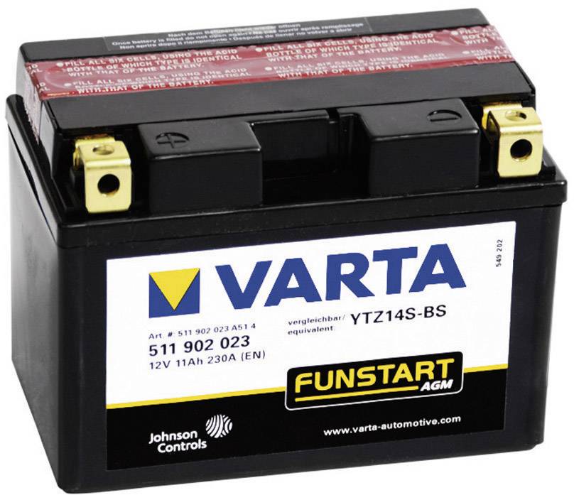 Varta YTZ14S-4, YTZ14S-BS Motoraccu 12 V 11 Ah ETN 511902023 N/A ...