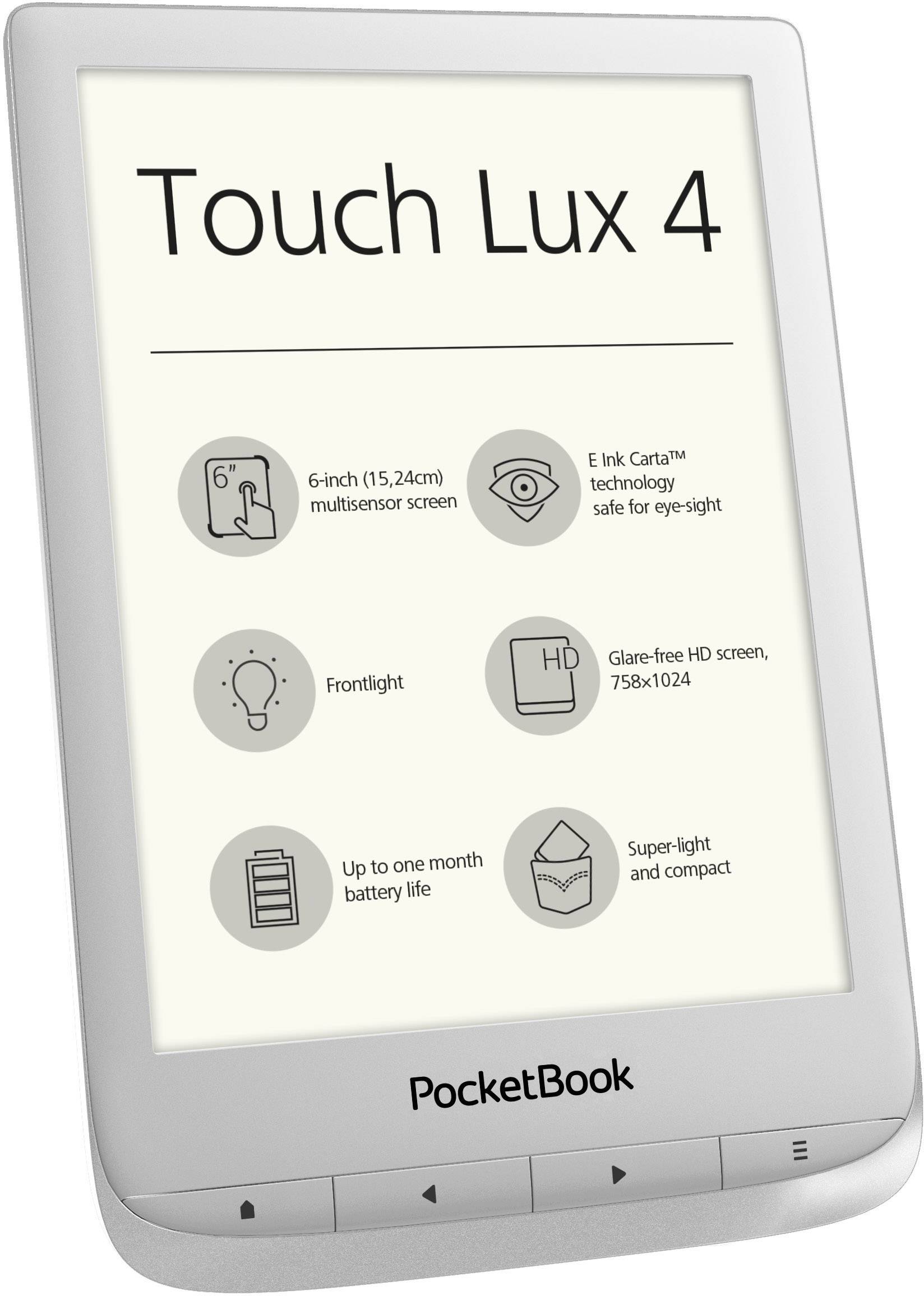 Czytnik EBook w PocketBook Touch Lux 4 15 2 Cm 6 0 Cal Srebrny czytnik-ebook-w-pocketbook-touch-lux-4-15-2-cm-6-0-cal-srebrny