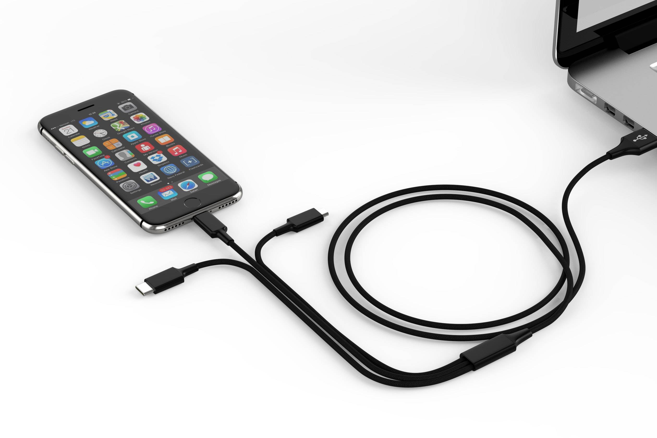 Kabel do ładowania USB Smrter SMRTER_HYDRA_PRO_BK, USB-A + USB-C® na ...