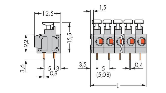 WAGO 235-408/331-000 Zacisk sprężynowy 0.75 mm² 100 szt. | Conrad ...