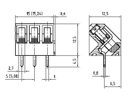 Złącze skręcane PTR AK500/6DS-5.0-V, 6 pin, RM 5,08 mm, 2,5 mm2, 24 A ...