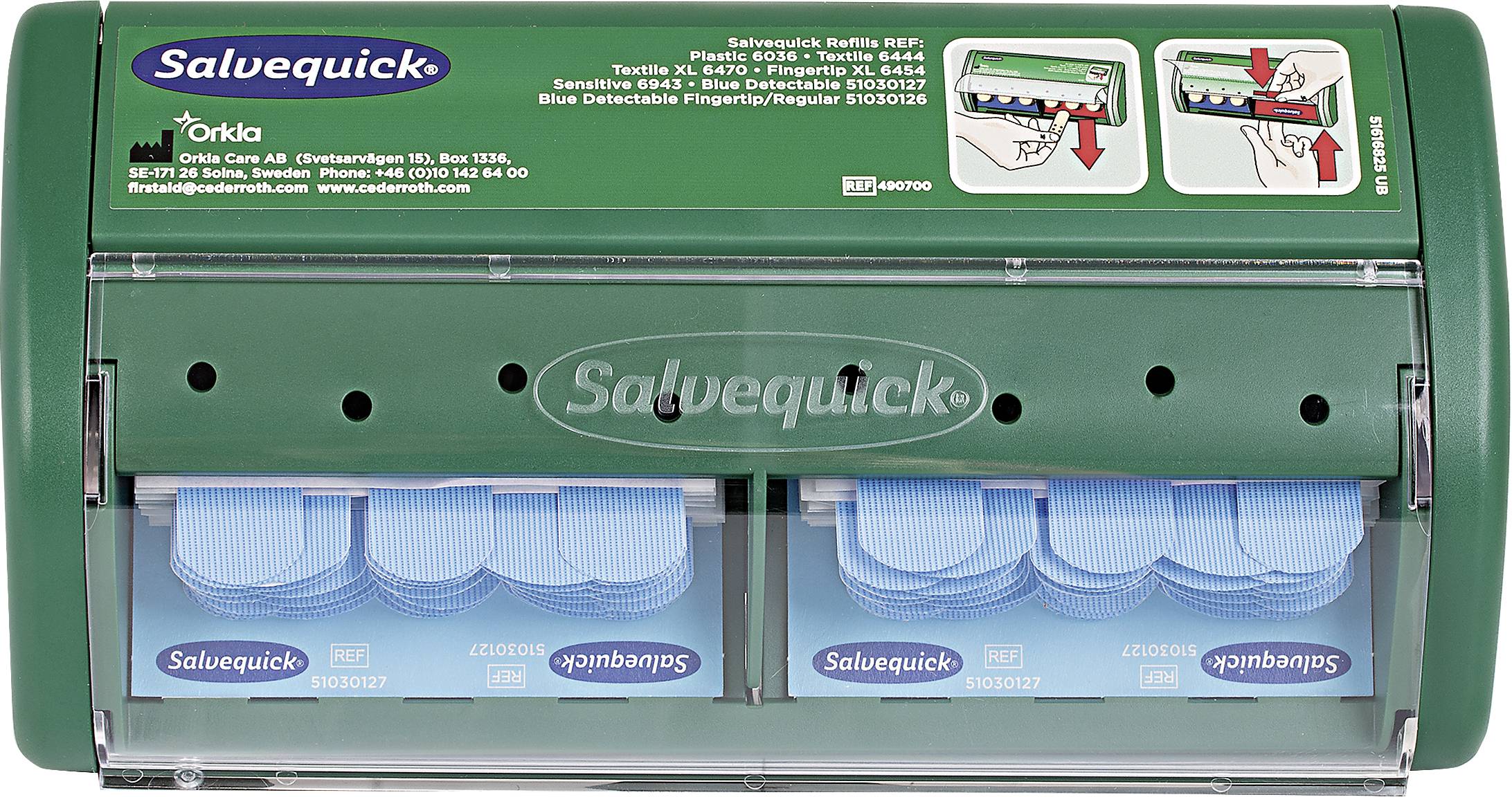 Salvequick 1009072 Salvequick plåsterdispenser Blue Detectable | Conrad ...