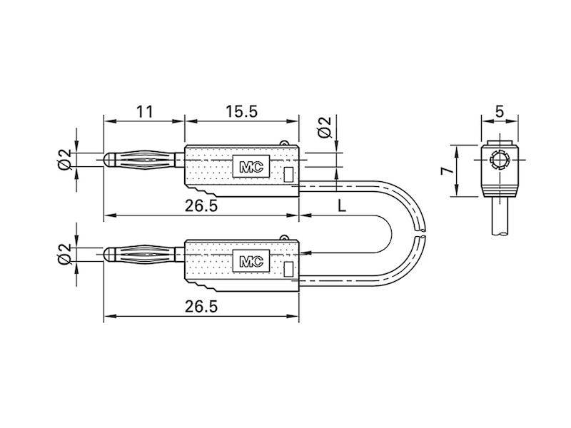 Stäubli LK205 Mätledning Laminerade stickdon 2 mm Laminerade stickdon 2 ...